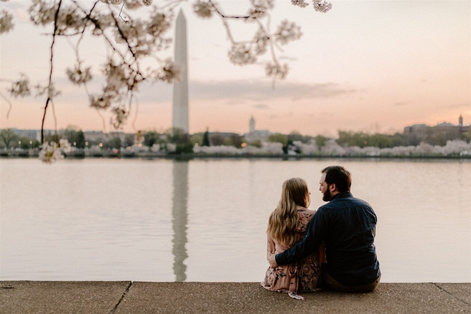 DC Cherry Blossom Engagement Session - Evergreen Photo